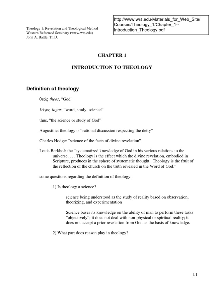 Chapter 1-Introduction Theology | PDF | Theology | Revelation