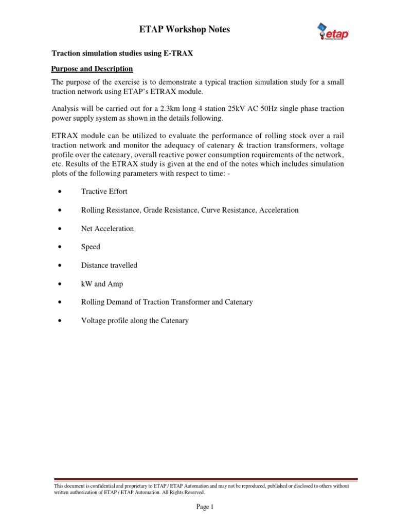 Traction Simulation Example Using ETrax Analysis. | PDF | Transformer ...