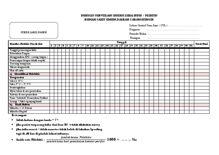 Formulir Plebitis. | PDF