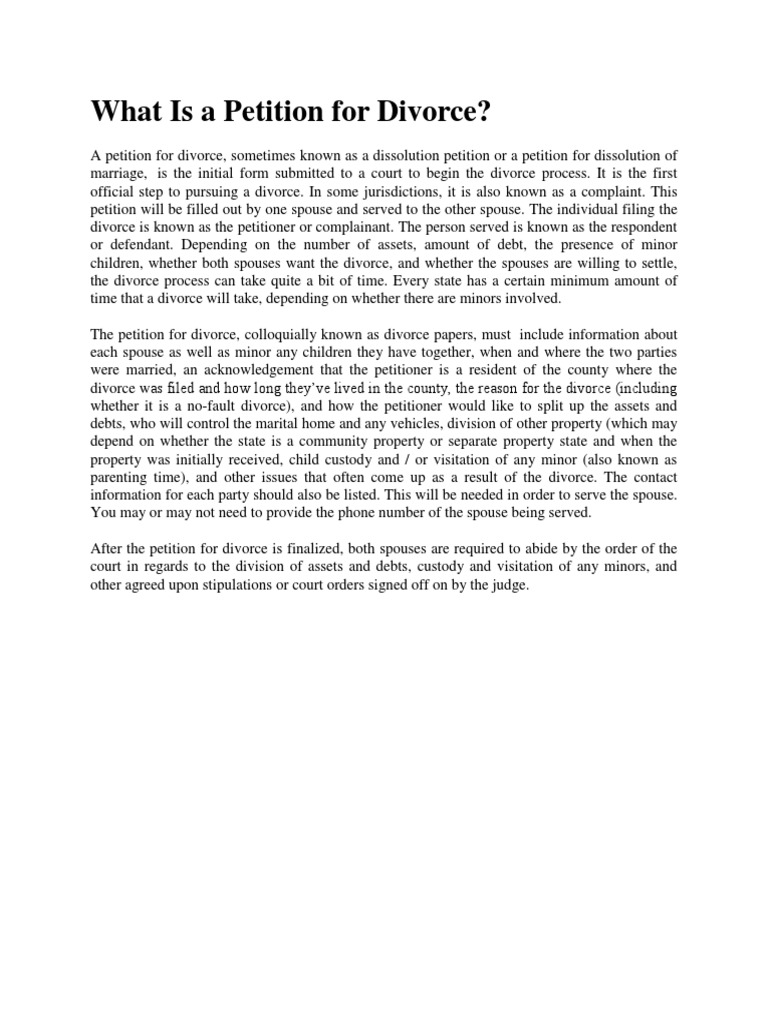 What Is A Petition For Divorce? | PDF