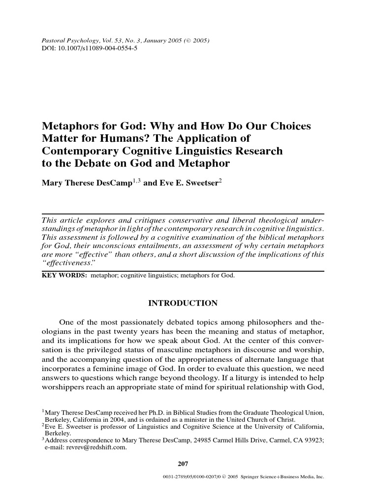 Metaphors For God Why and How Do Our Cho PDF | PDF | Metaphor | God The ...
