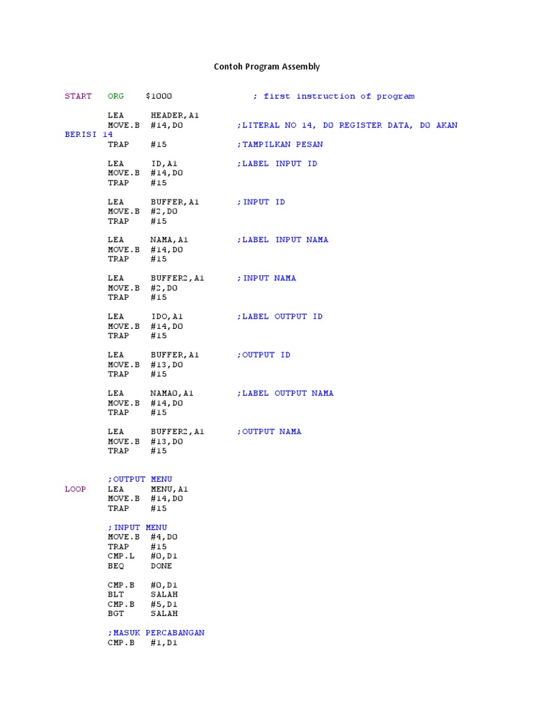 Contoh Program Assembly | PDF
