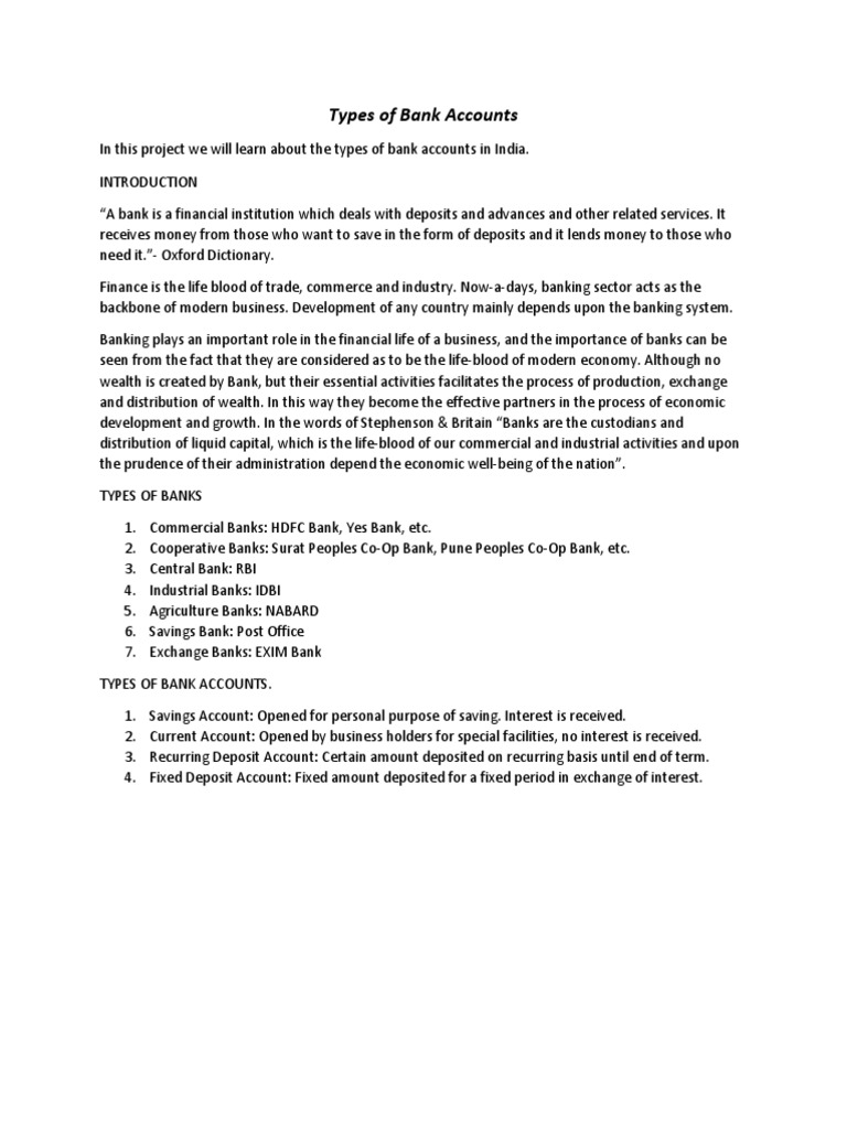 Types of Bank Accounts | PDF | Transaction Account | Deposit Account