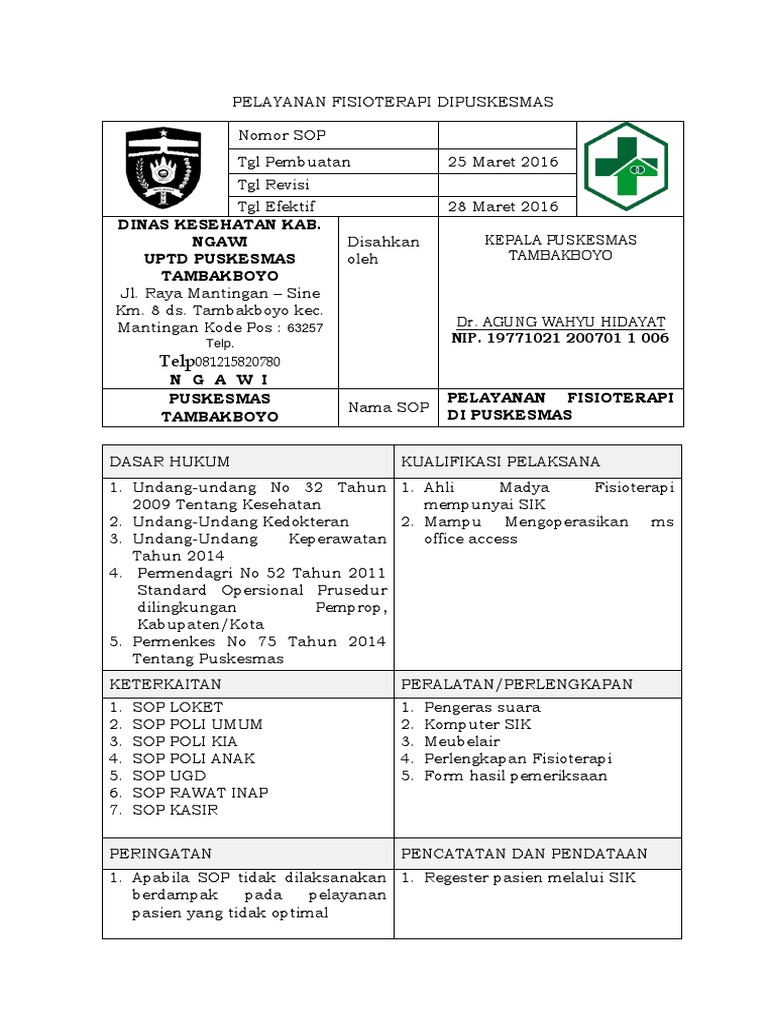Sop Fisioterapi | PDF | Kesehatan Holistik