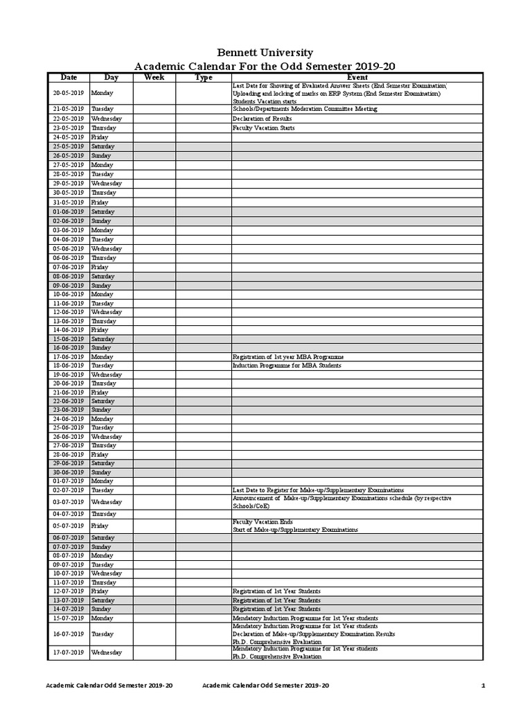Academic Calendar 2019-20 Overview | PDF | Academic Term | Educational ...