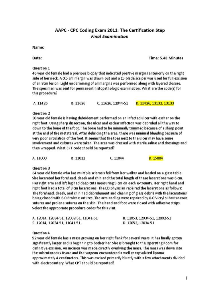 150 CPC Questions 2011 | PDF | Clinical Medicine | Medical Specialties