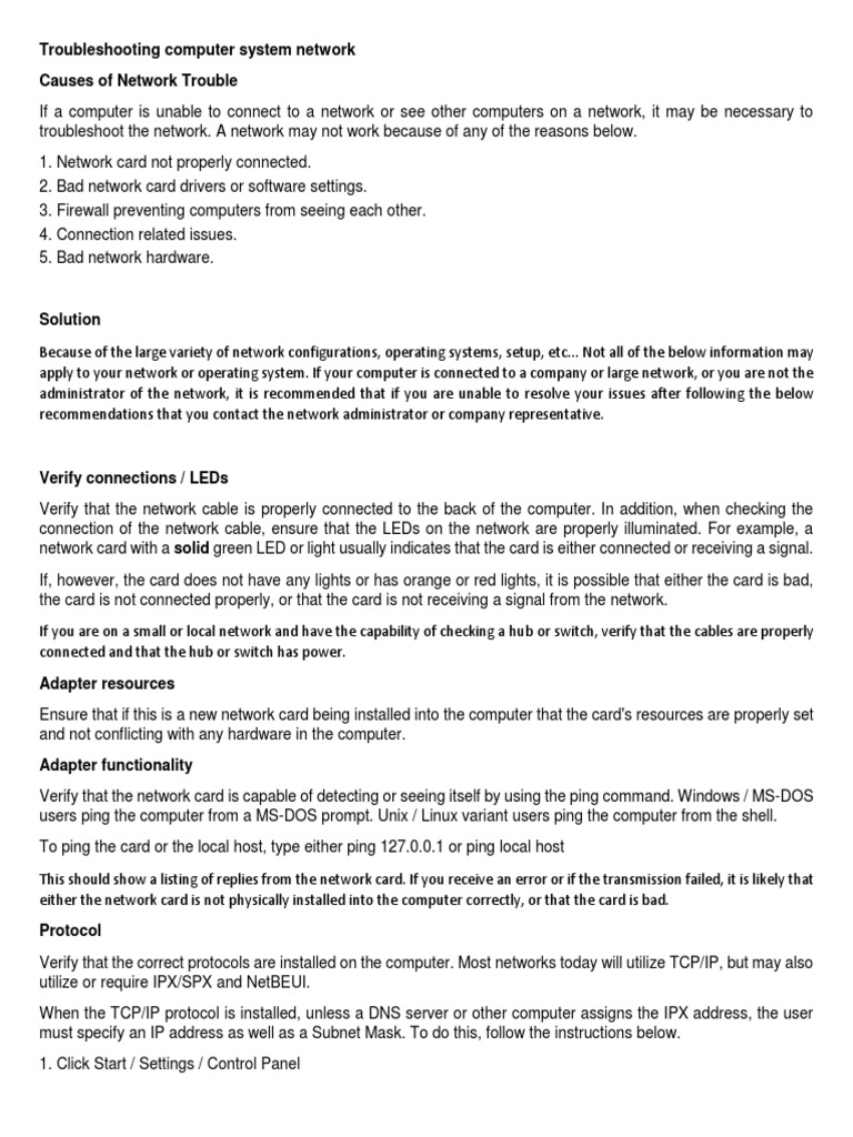 Network Troubleshooting Guide for ICT | PDF | Internet Protocol Suite ...
