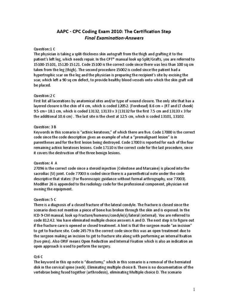 CPC Answers 2010 | PDF | Surgery | Medical Diagnosis