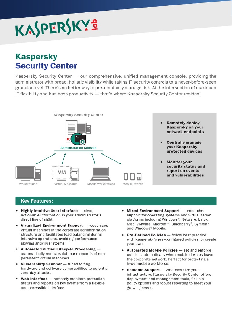Kaspersky Security Center Datasheet | PDF | Microsoft Windows | Operating System
