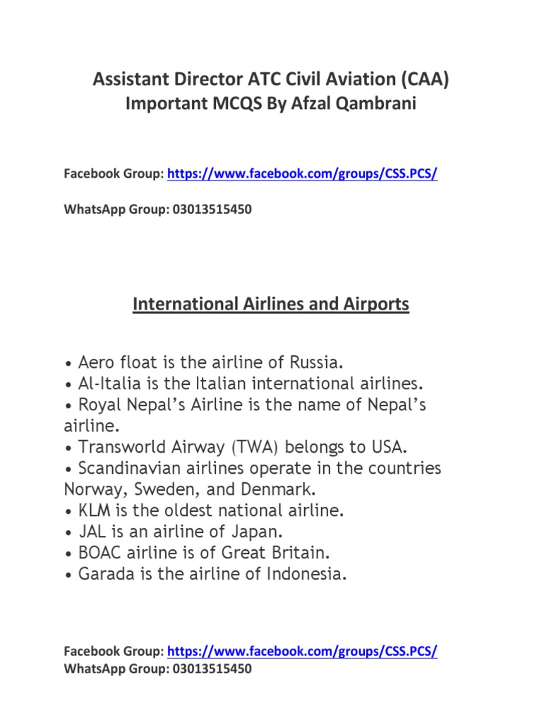 Assistant Director ATC Civil Aviation PDF | PDF | International Airport ...