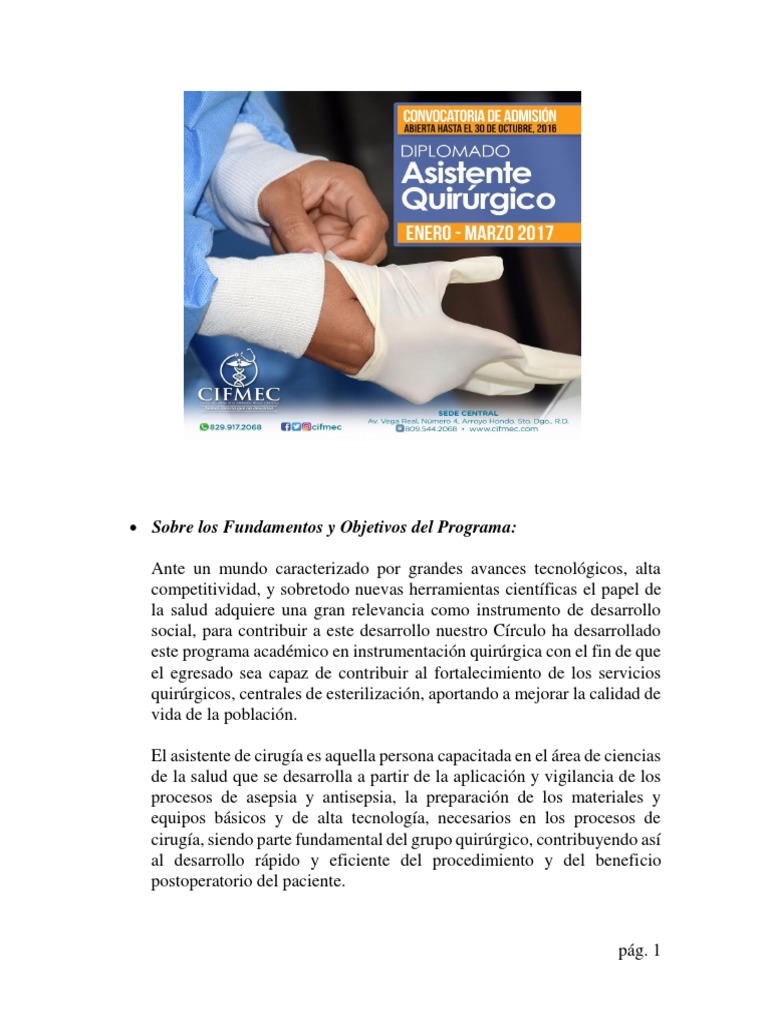 Proyeccion Academica Asistente Quirurgico 2017 | PDF | Cirugía ...