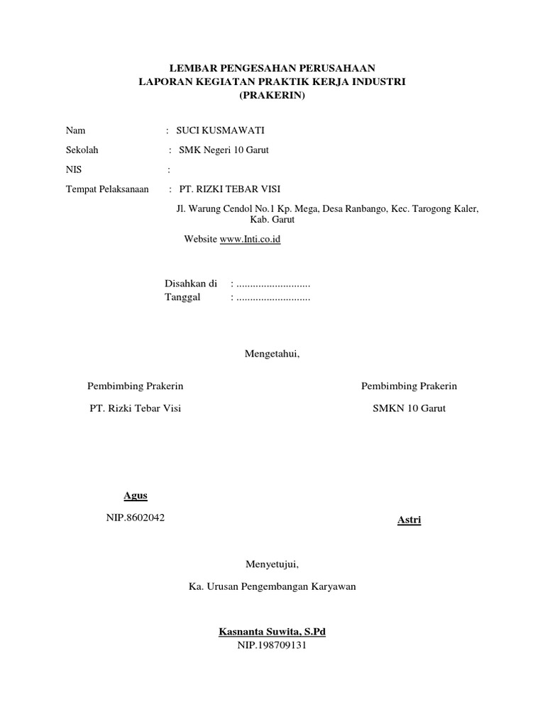 Lembar Pengesahan Perusahaan | PDF