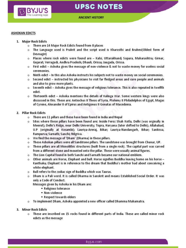Upsc Notes | PDF | Ashoka | Ancient India