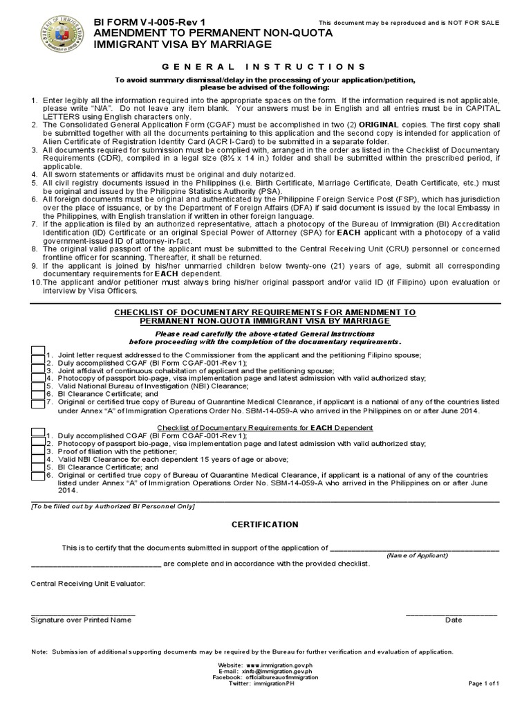 Bi Form V I 005 Rev 1.1 | Download Free PDF | Travel Visa | Identity ...