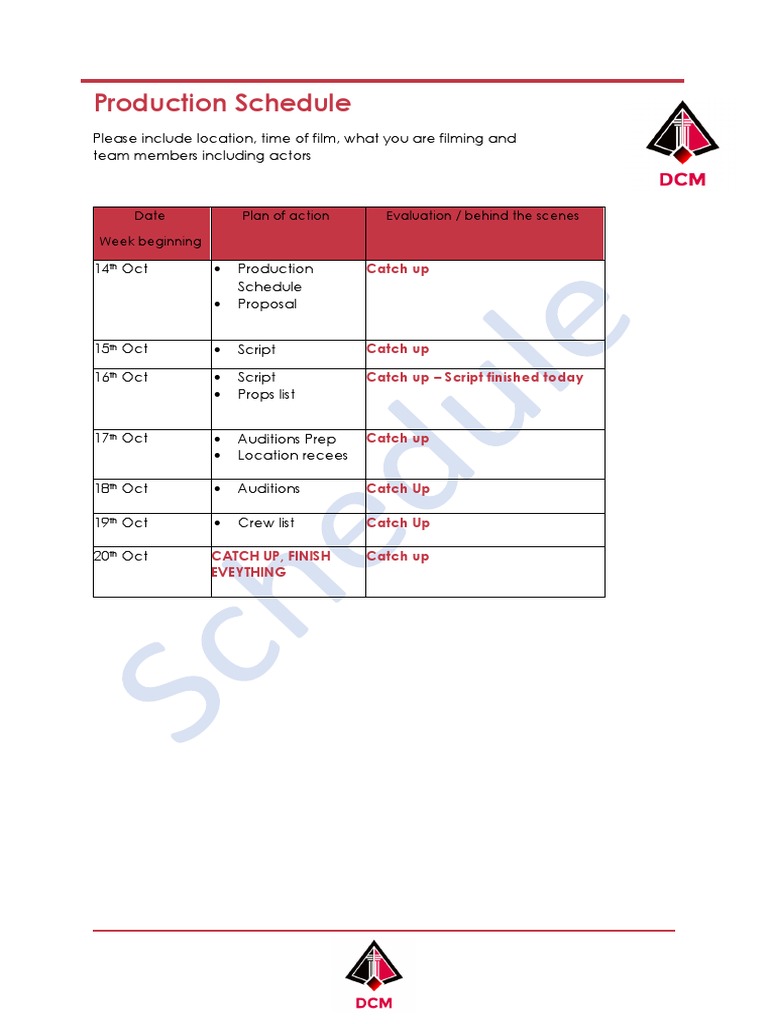 Production Schedule Film | PDF