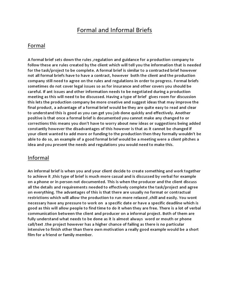 Formal and Informal Briefs | Download Free PDF | Motivation | Motivational
