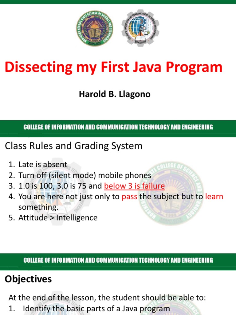 Dissecting My First Java Program Pdf