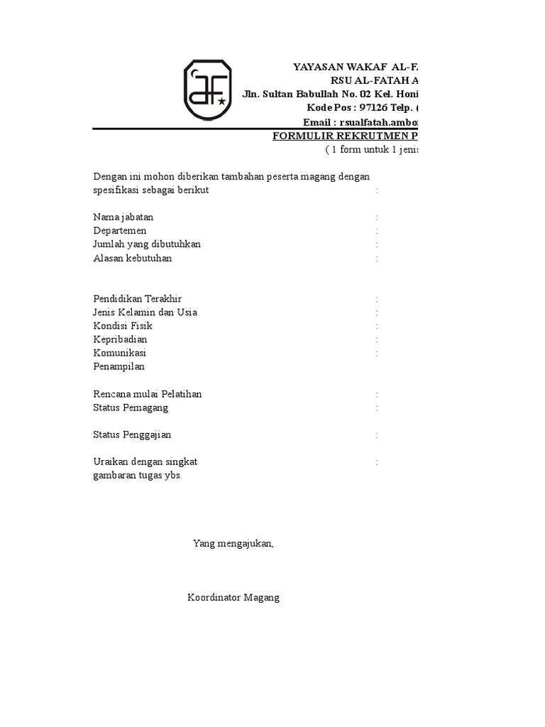 Form Rekrutmen | PDF