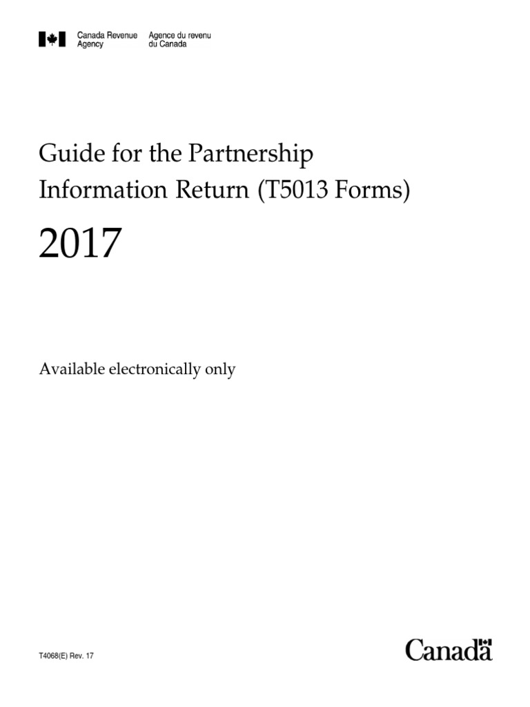 T5013 Guide | PDF | Partnership | Withholding Tax