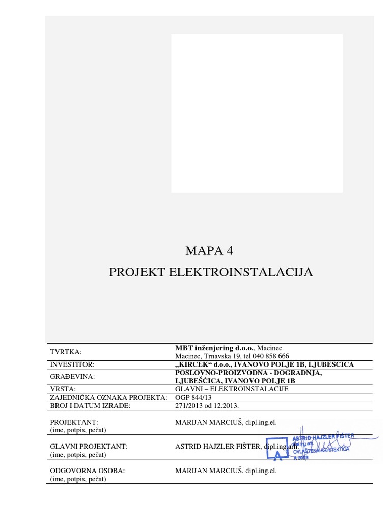 Projekat Elektroinstalacija | PDF