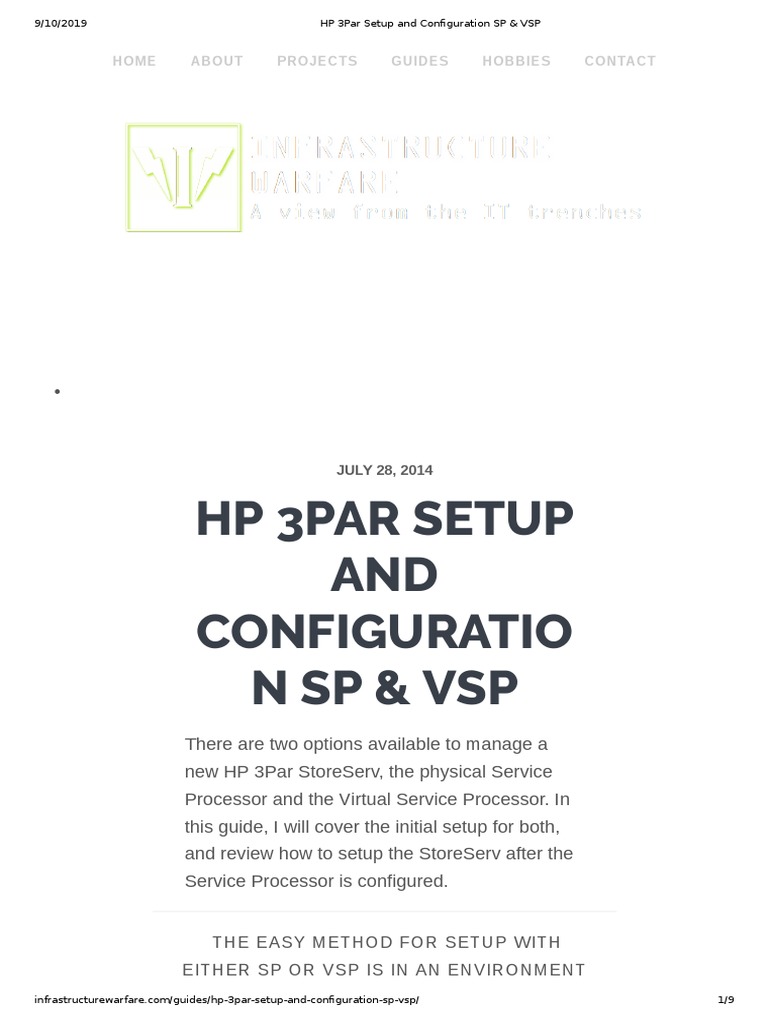 HP 3par Setup and Configuration SP & VSP | PDF | Ip Address | Computer ...