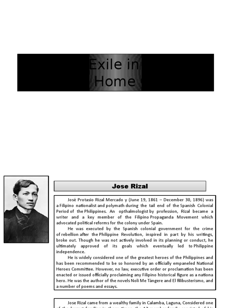 "Rizal's Exile in Dapitan and Last Home Coming" "Rizal's Exile in ...