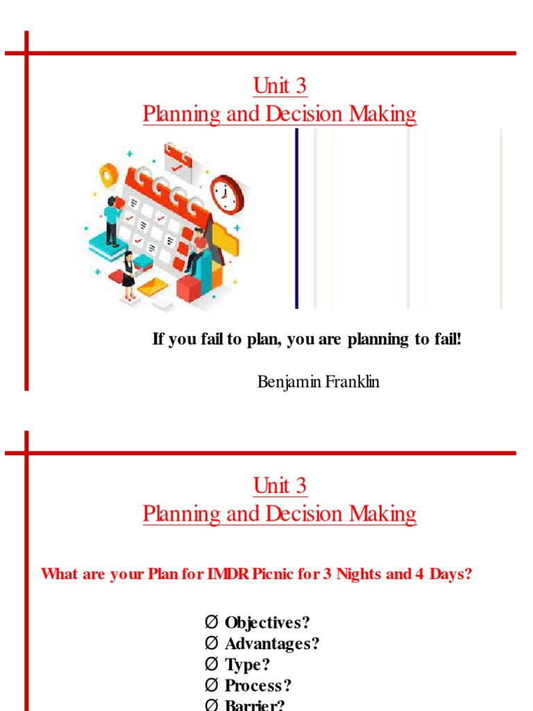 Unit 3 - Planning and Decision Making | PDF | Decision Making | Goal