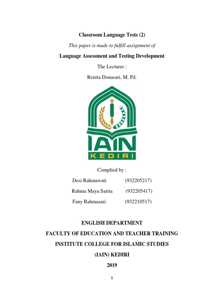 Classroom Language Test | PDF | Test (Assessment) | Educational Assessment