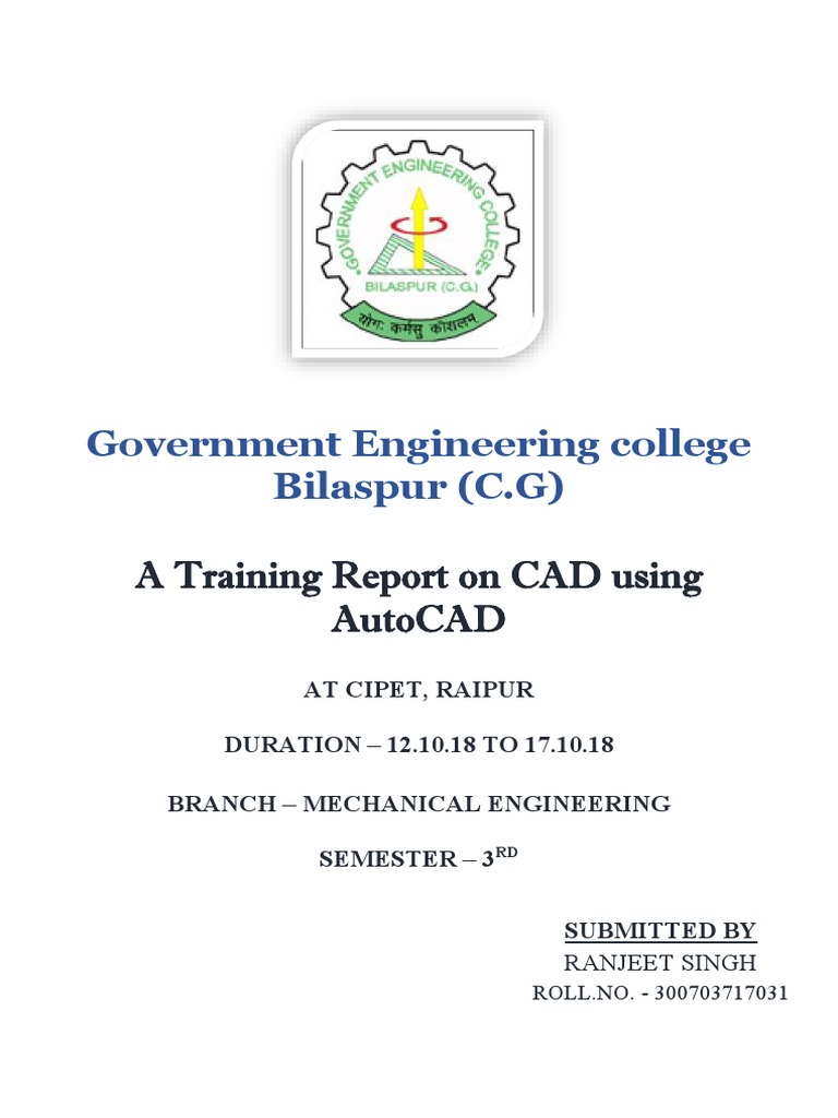 Autocad Training Report | PDF | Menu (Computing) | Computer Aided Design