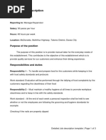 Service Crew Job Description Overview | PDF | Restaurants | Menu