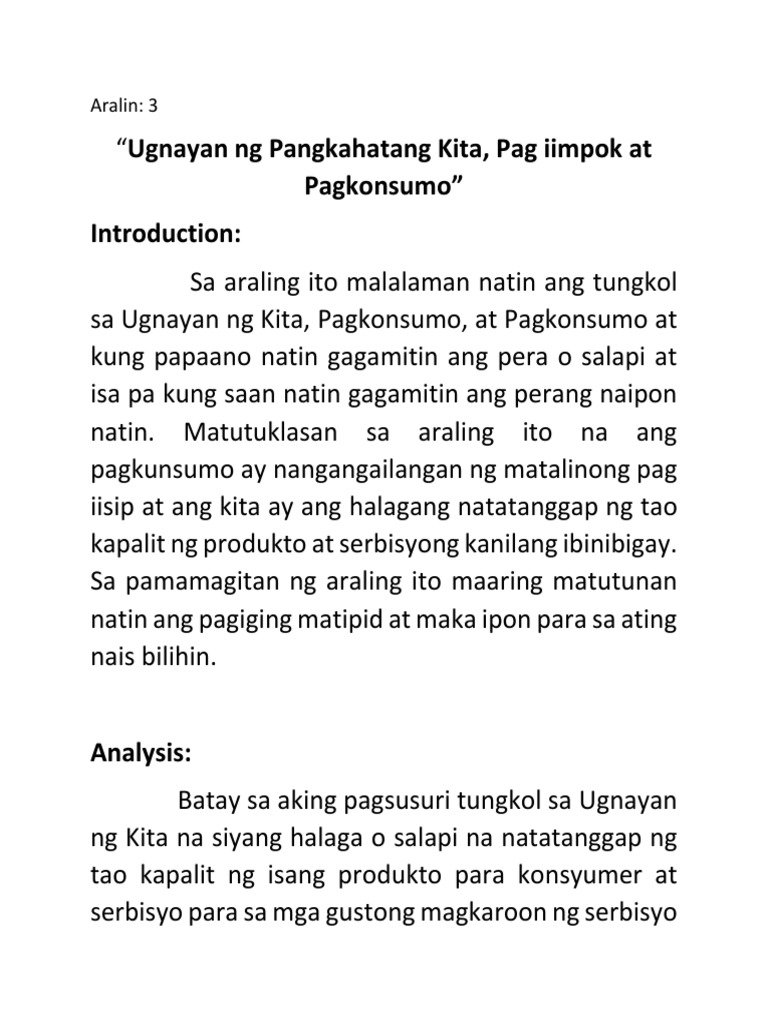 Aralin 3 Ugnayan NG Kita | PDF