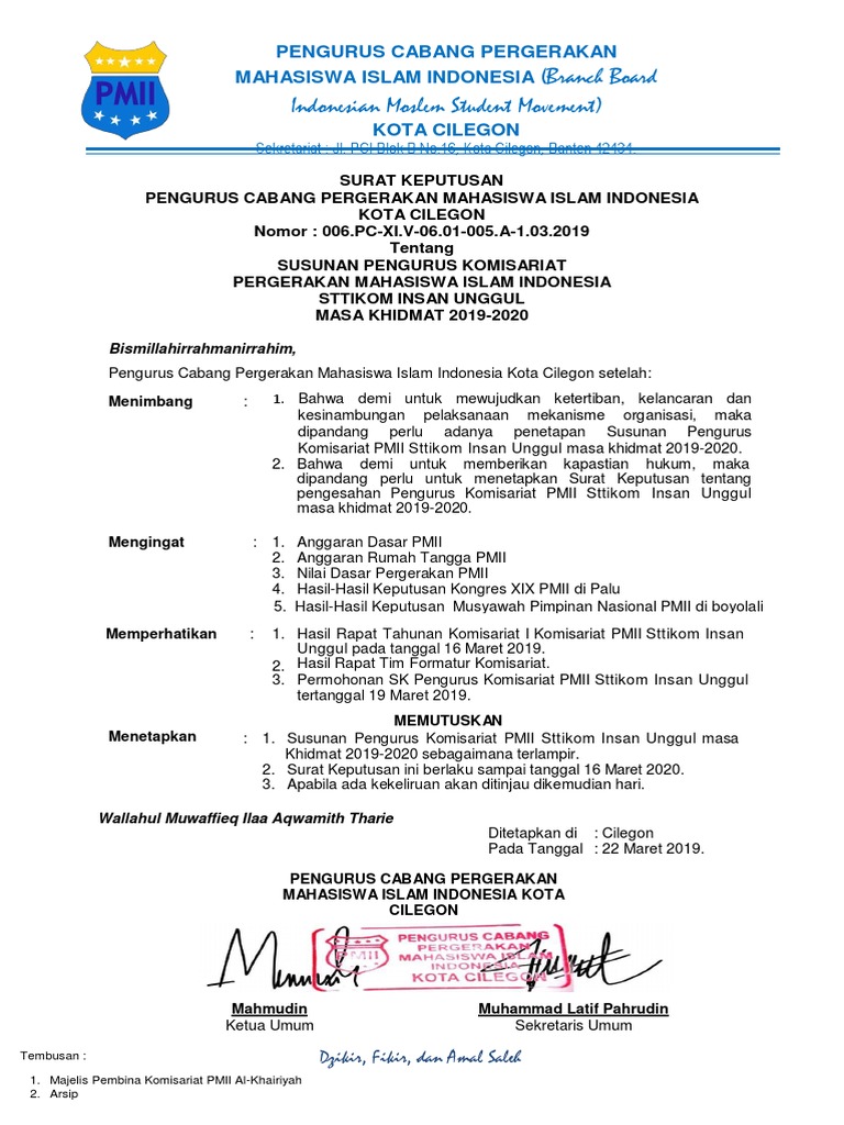 Susunan Pengurus PMII 2019-2020 | PDF | Bisnis | Pengelolaan Keuangan ...