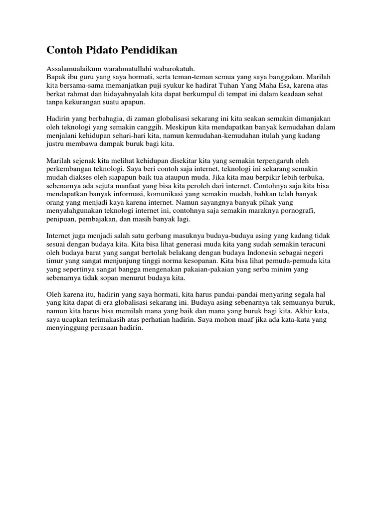 Contoh Pidato Pendidikan | PDF | Karier & Perkembangan