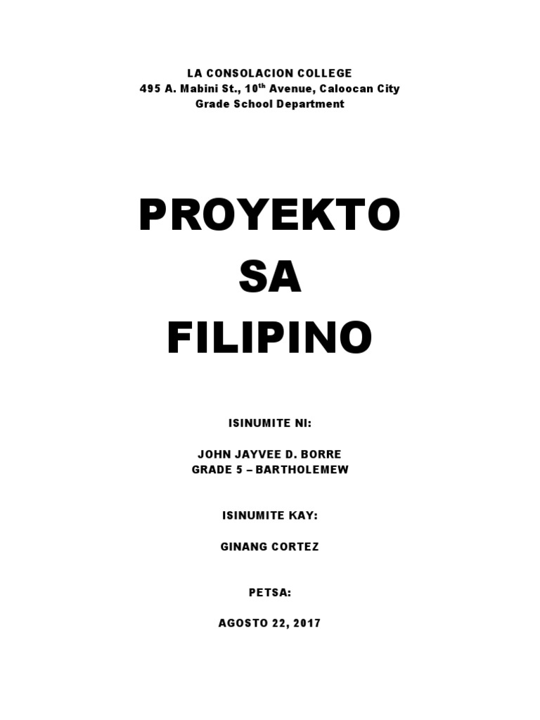 Proyekto Sa Filipino | PDF