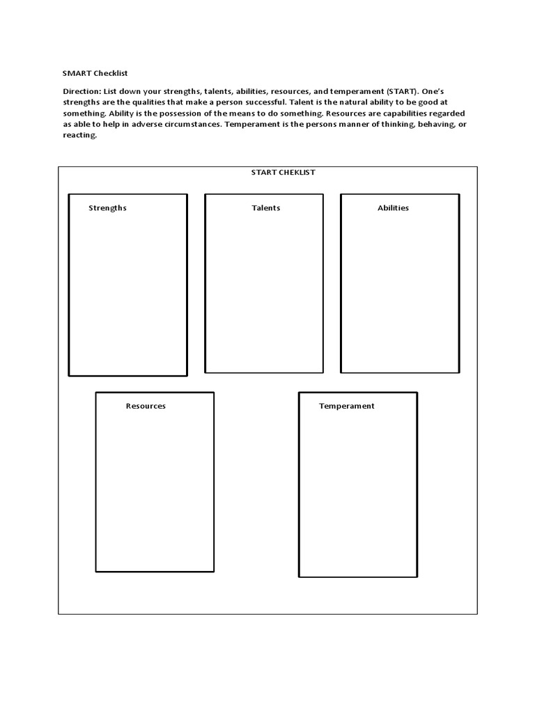 SMART Checklist | PDF | Career & Growth | Self-Improvement