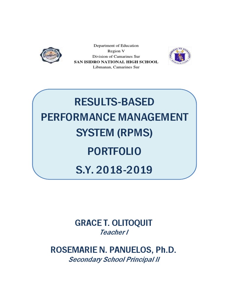 Results-Based Performance Management System (RPMS) Portfolio S.Y. 2018 ...