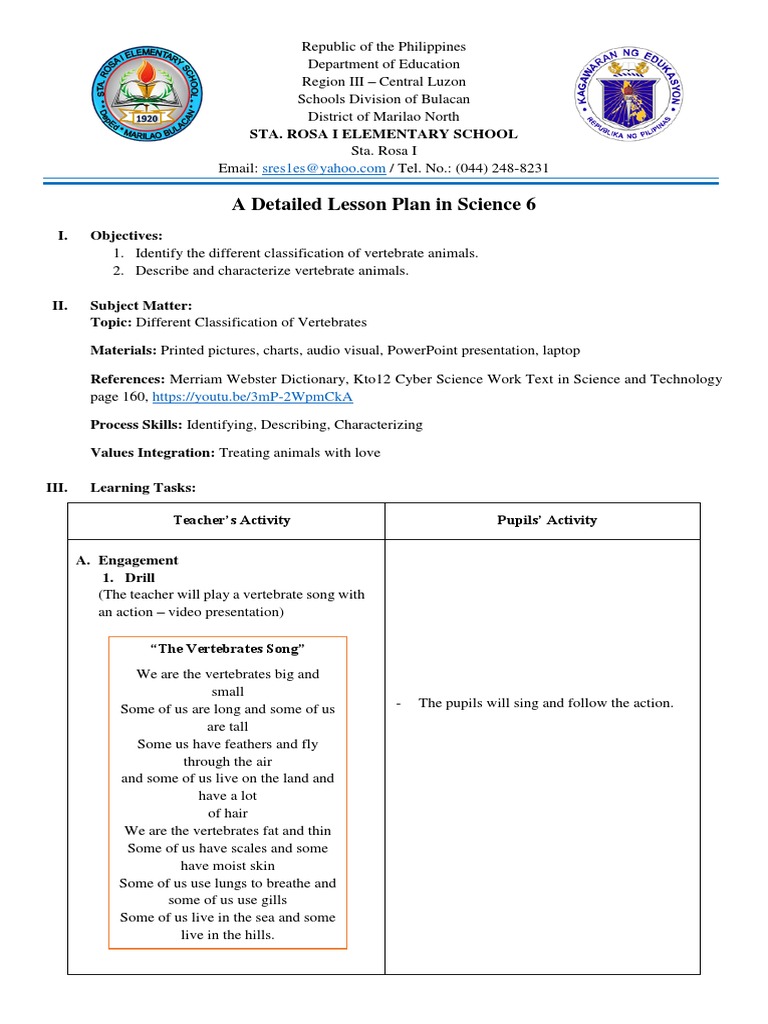 A Detailed Lesson Plan in Science 6 | PDF | Reptile | Amphibian