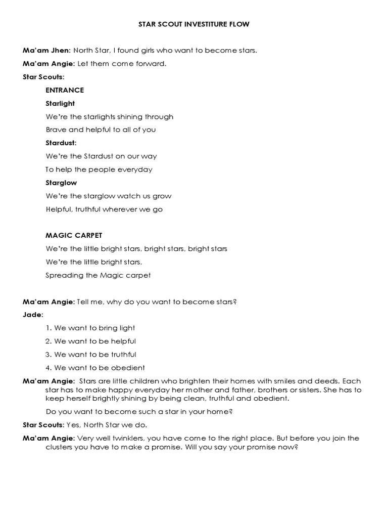 Star and Girl Scout Script | PDF | Scouting | Youth Movements