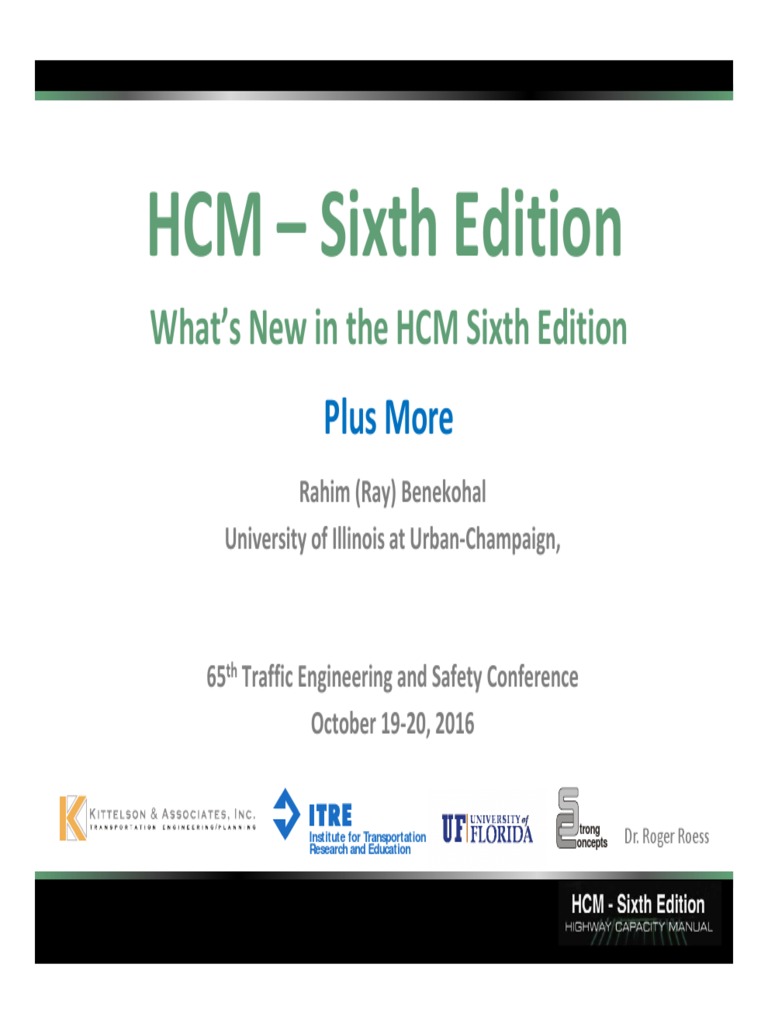 Highway Capacity Manual Update 2016 PDF | PDF | Intersection (Road ...