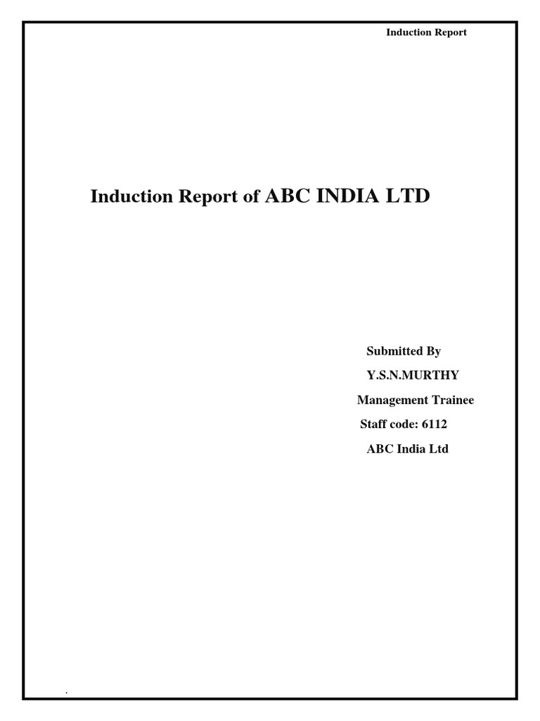 Abc India LTD: Induction Report of | PDF | Debits And Credits | Cargo