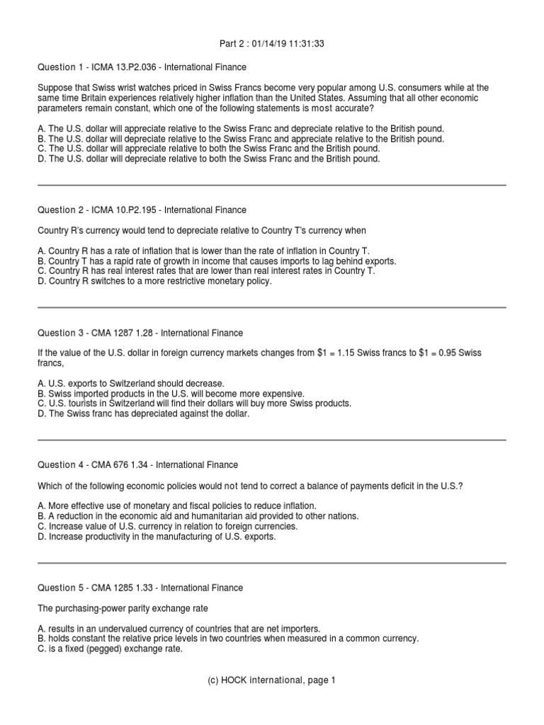 International Finance Exam Questions | PDF | Currency Appreciation And ...