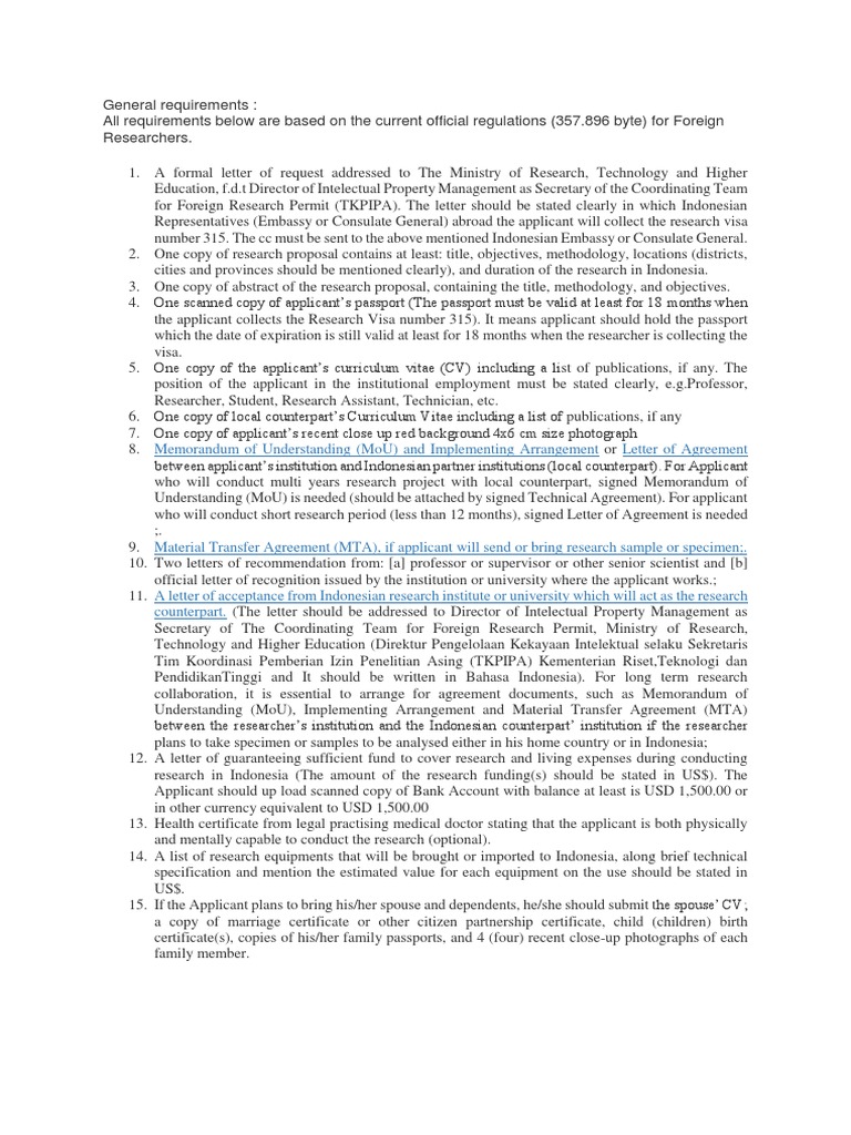 General Requirements For Research Visa | PDF | Travel Visa | Business