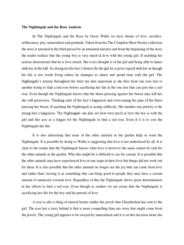 Analysis of The Nightingale and the Rose | PDF | Love