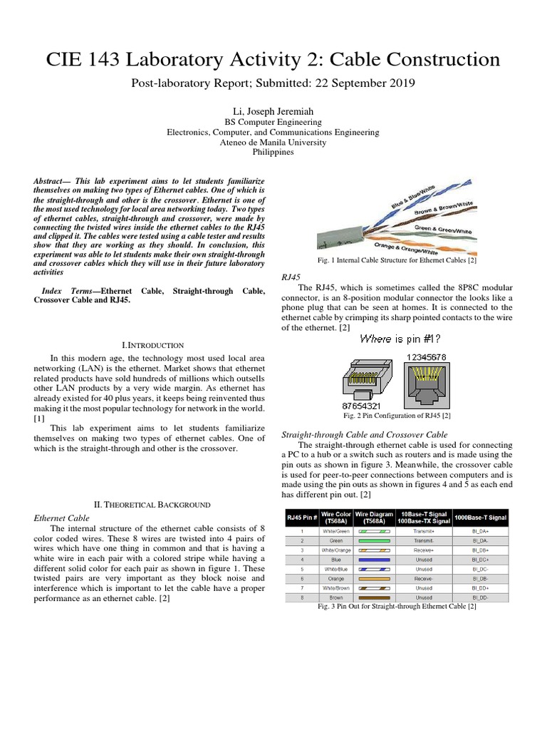 Making and Testing Straight-Through and Crossover Ethernet Cables: A ...