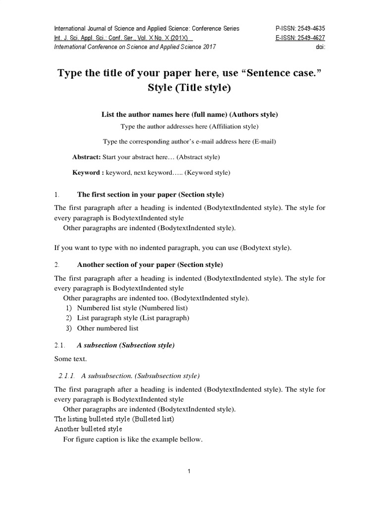 Type The Title of Your Paper Here, Use "Sentence Case." Style (Title ...