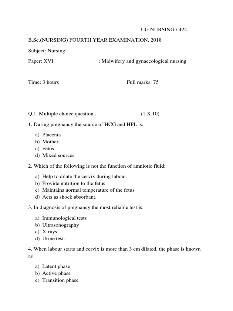 Nursing Foundations Question Paper | PDF | Pregnancy | Uterus