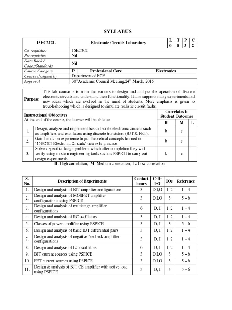 SRM Lab Manual | PDF | Amplifier | Capacitor