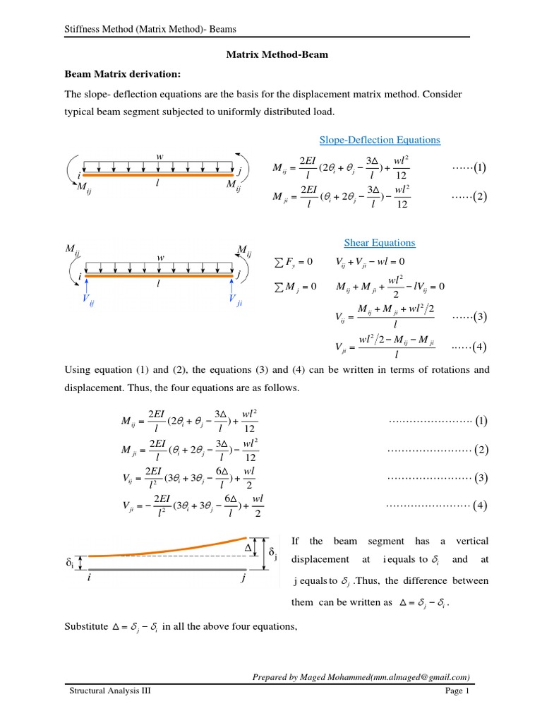 Matrix Method - Beam | PDF | Beam (Structure) | Structural Analysis