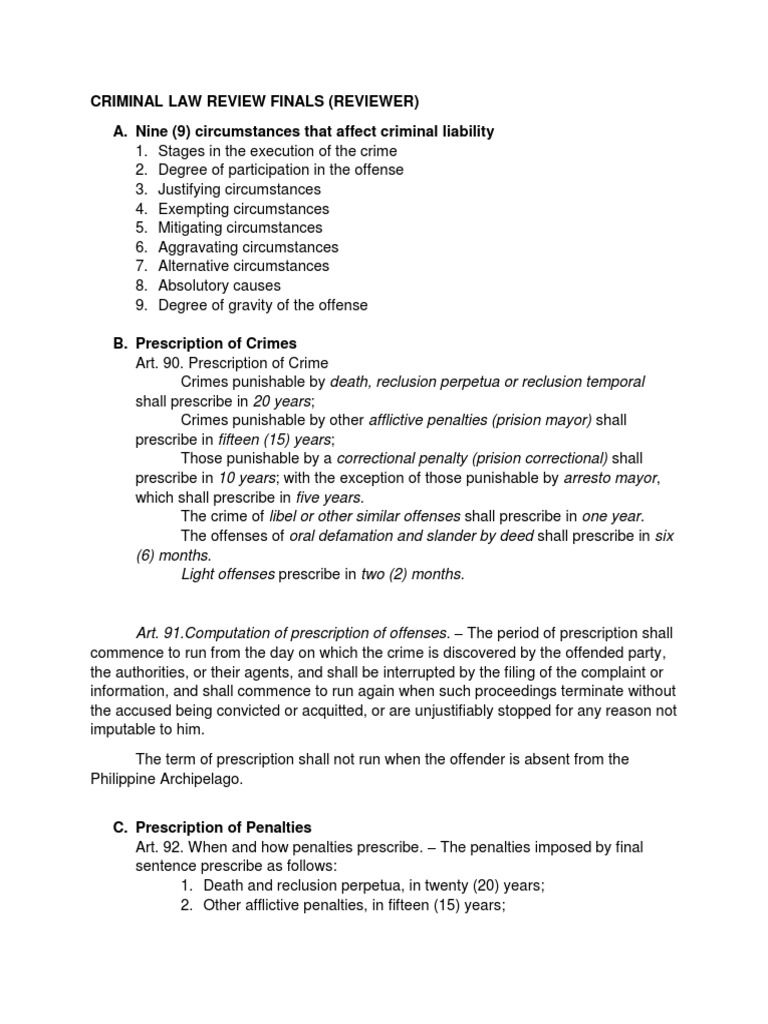 Criminal Law Review: Key Concepts & Cases | PDF | Defamation | Crime ...