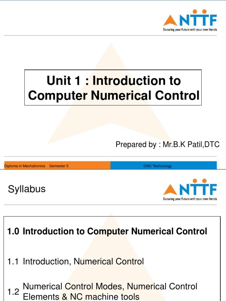 Unit 1: Introduction To Computer Numerical Control: Prepared By: MR.B.K Patil, DTC | PDF ...